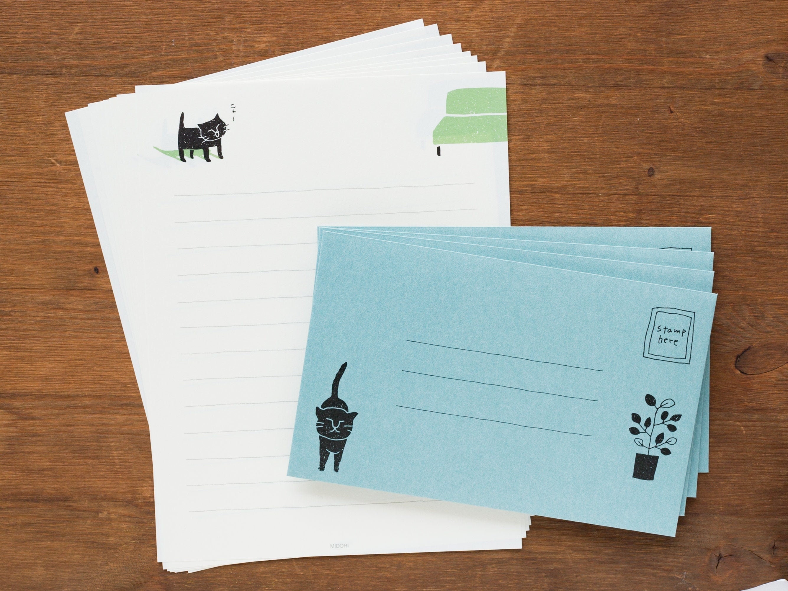Letter Writing Set - Making You Smile Series "black Cat"- by Midori ...