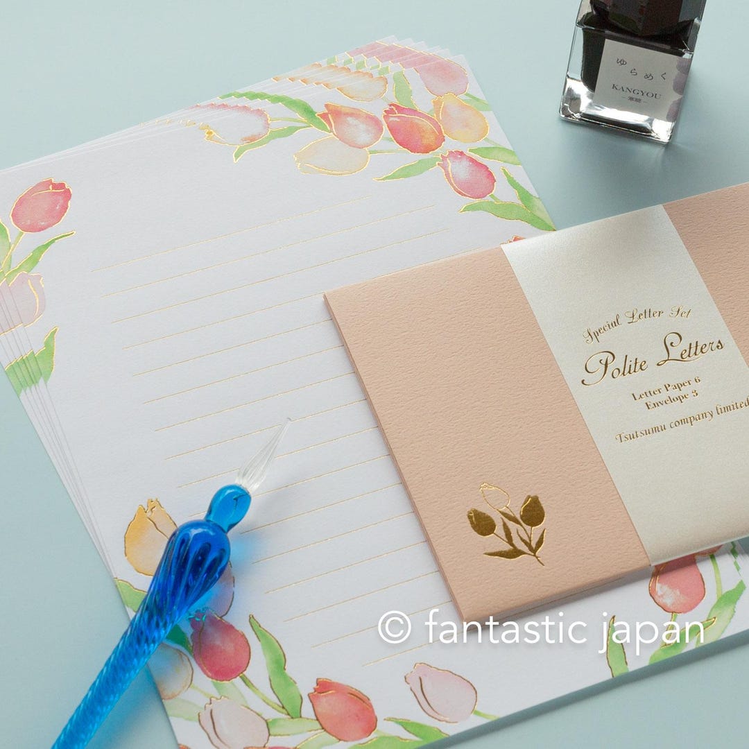 Gold Foil Letter Writing Set / Polite Letter -pure Tulip- - Etsy