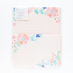 Japanese Washi Letter Writing Set -pink Flowers- / Today's Letter Set ...