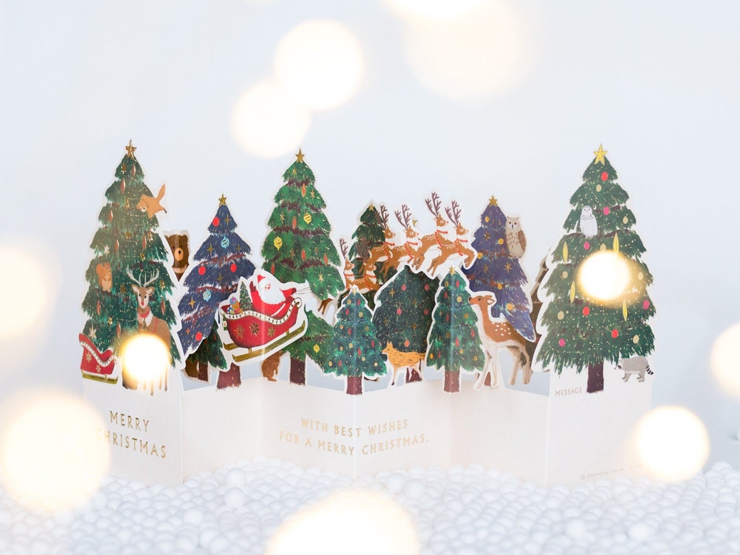 Christmas Mini Card "pop-up Card -santa Claus in the Forest" - Etsy