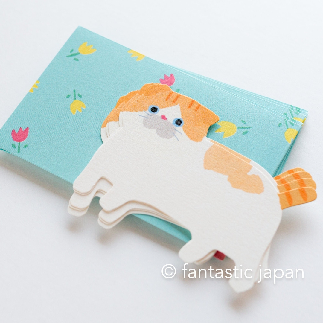 Fluffmoumou Cat Mini Message Card Set -blue- - Etsy