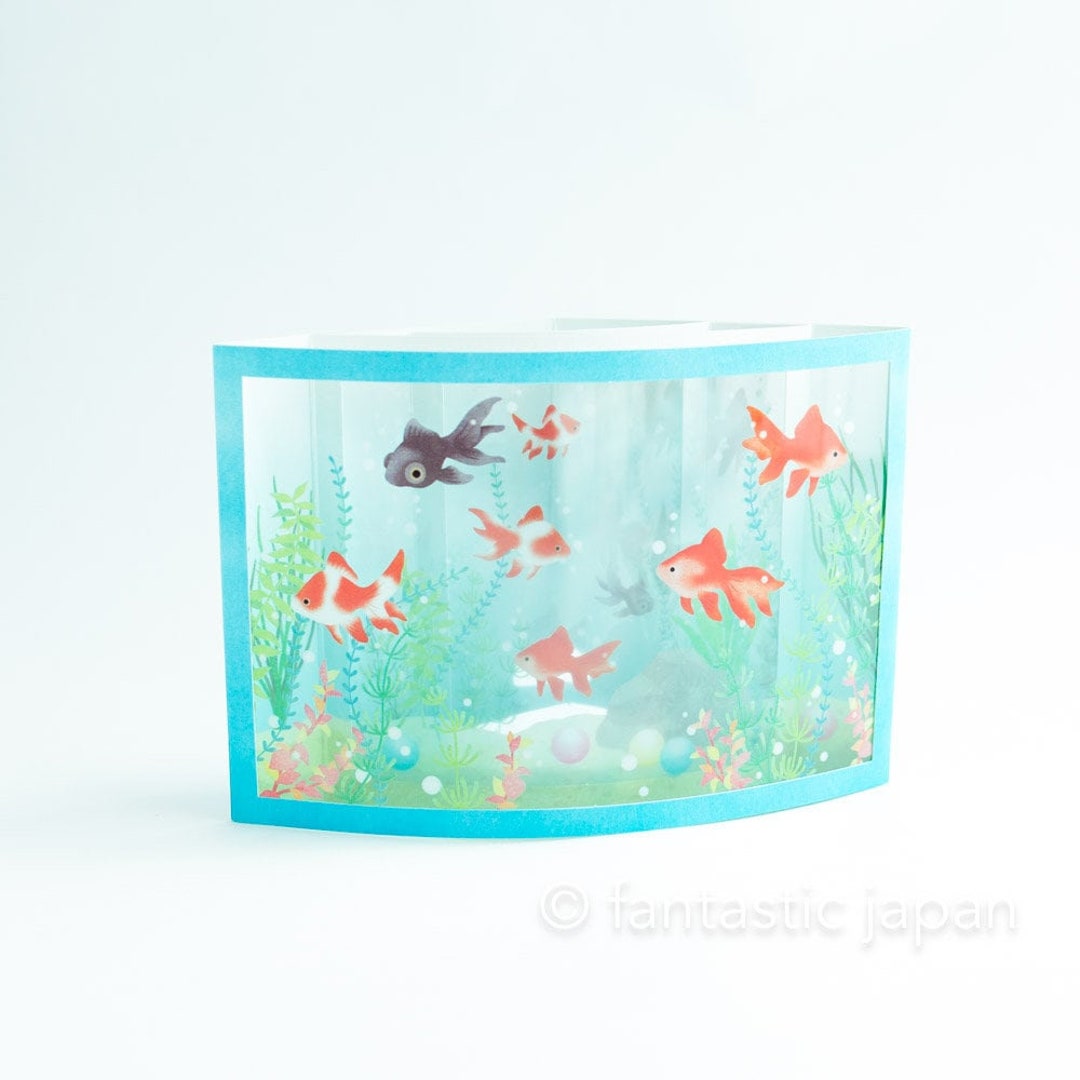Greeting Card -curved Goldfish Aquarium- - Etsy