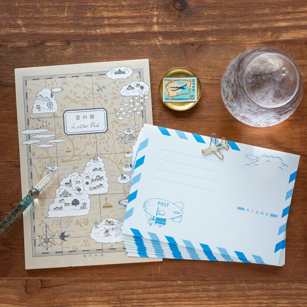 Kyupodo Letter Pad and Envelopes -journey of the Clouds- - Etsy