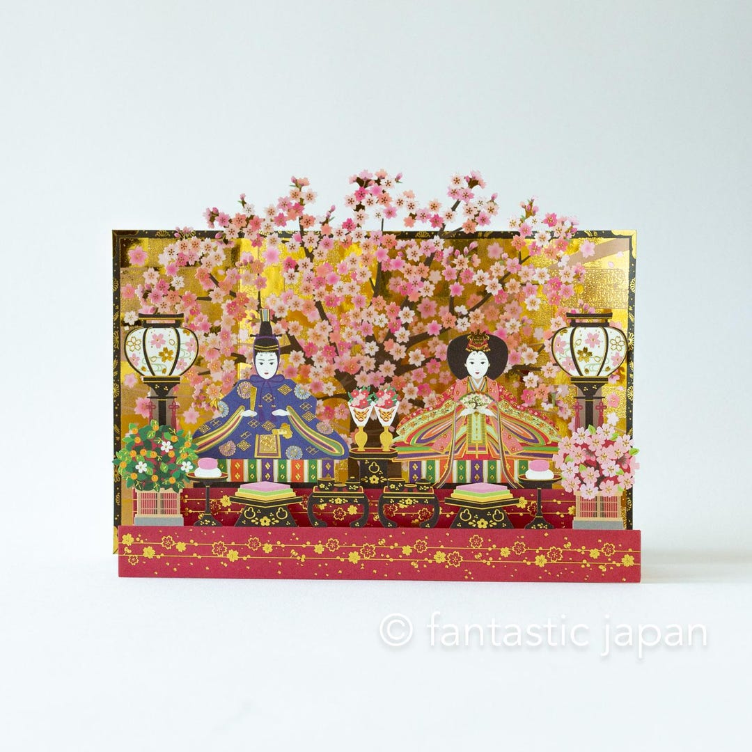 Pop-up Greeting Card -hina Dolls With Full of Blooms- - Etsy