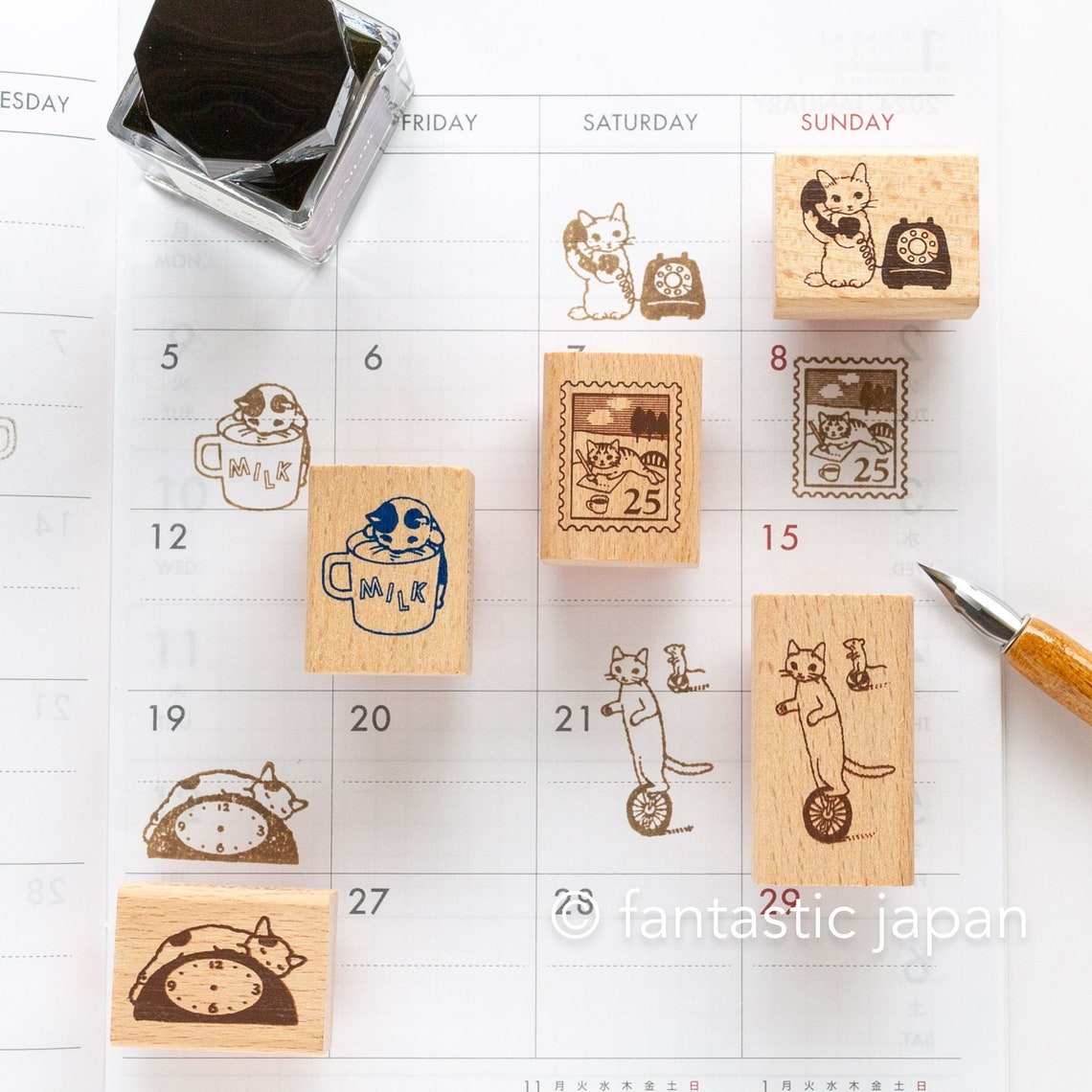 Pottering Cat Stamp Small -postage Stamp- - Etsy