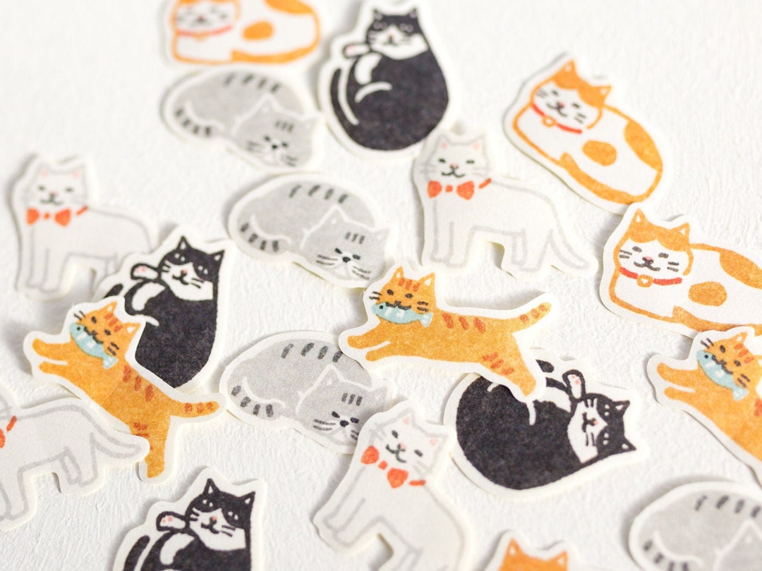 Japanese Washi Flake Stickers/ Cats / Japanese Sticker for Planner ...