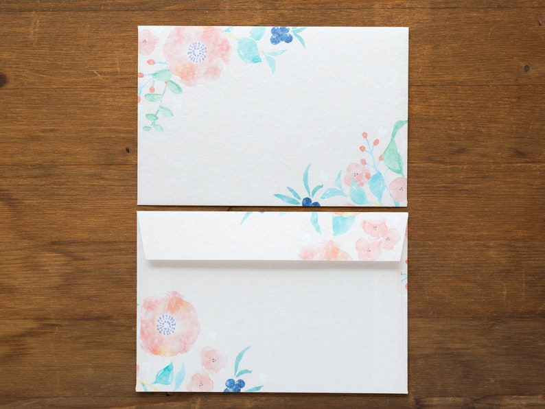 Japanese Washi Letter Writing Set pink Flowers / Today's - Etsy