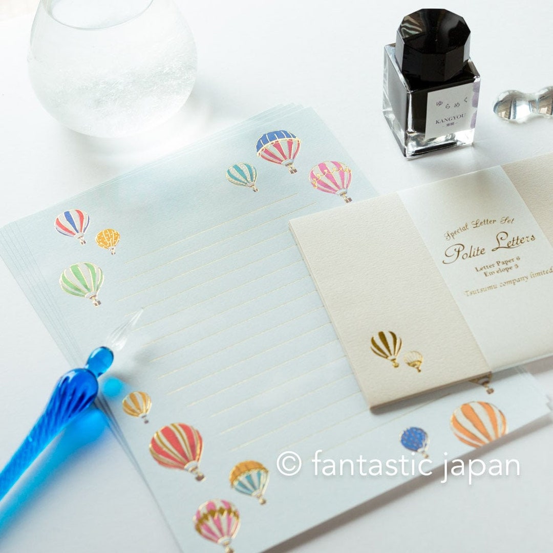 Gold Foiled Letter Writing Set -polite Letters "air Balloons"- by ...