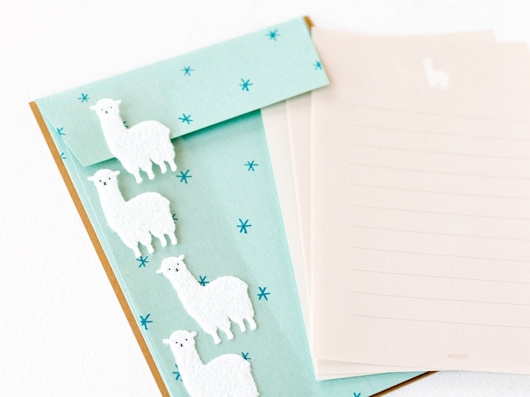 Japanese Letter Paper and Envelopes With Sticker -alpaca- by Midori ...