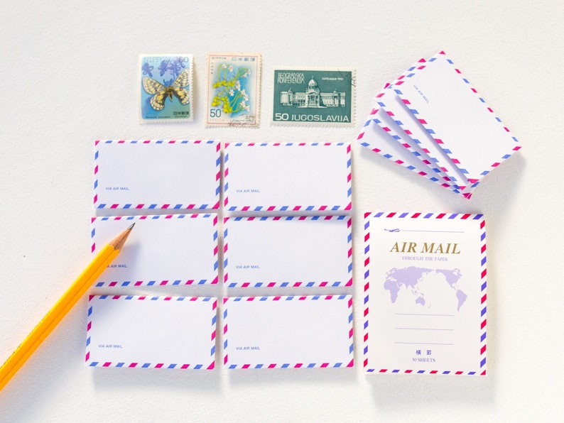 Tiny Air Mail Writing Set fujitsubo / Tiny Mail - Etsy