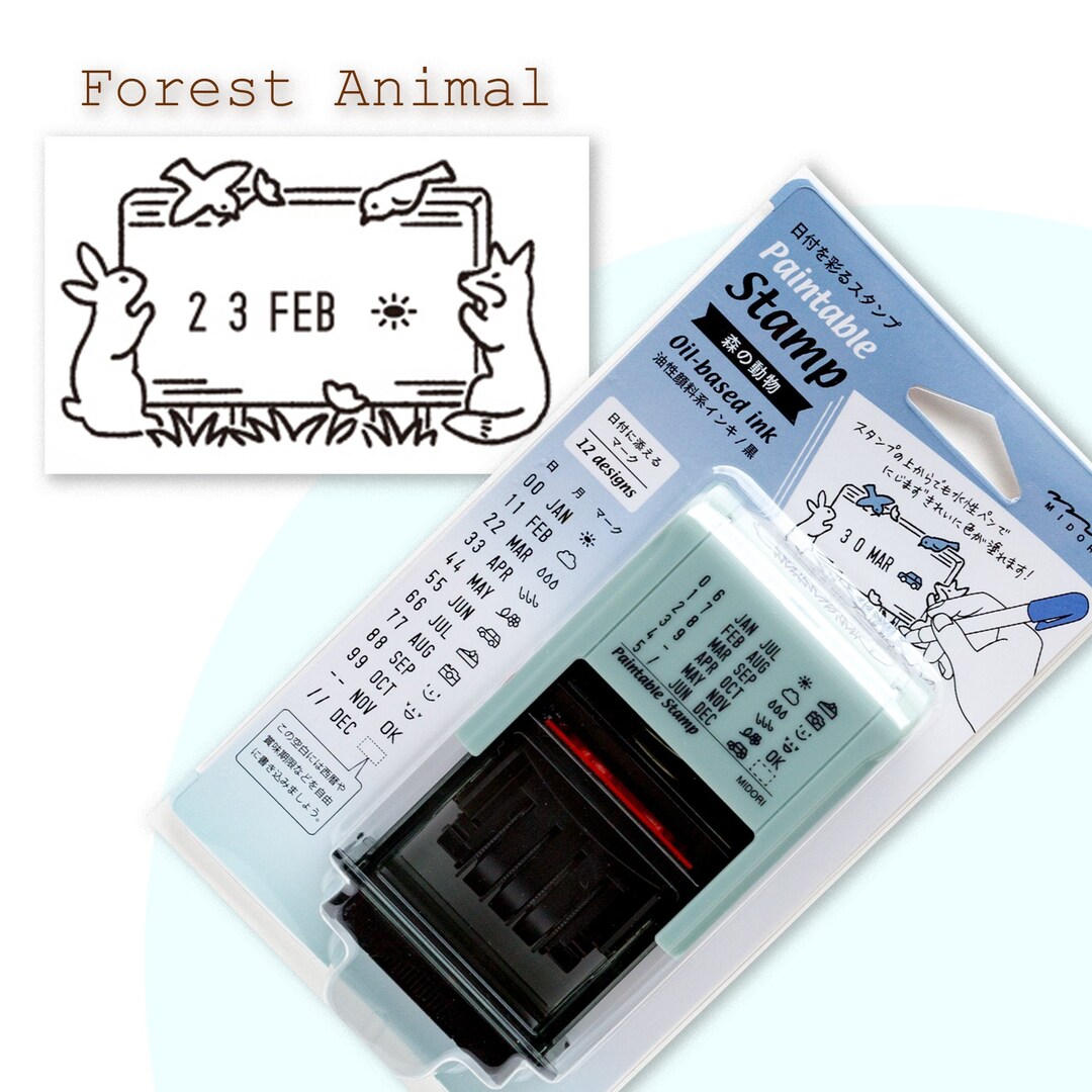 MIDORI Rotating Paintable Date Stamp -forest Animal- - Etsy