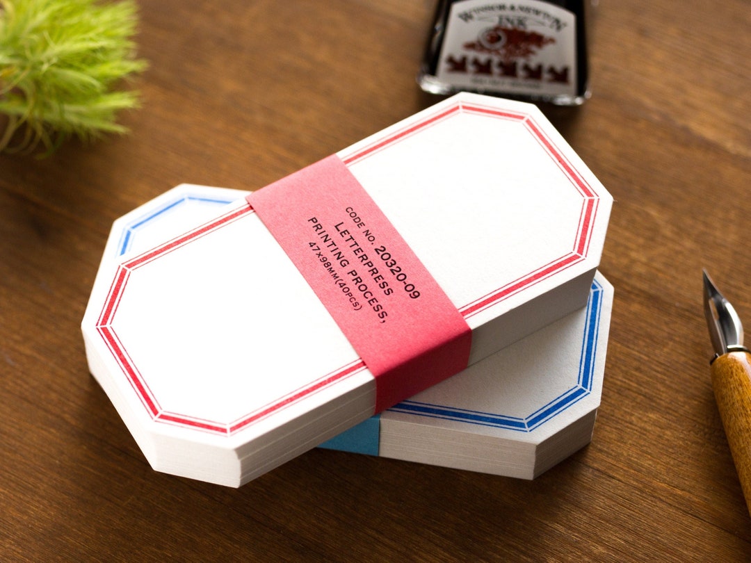 Classiky Letterpress Octagon Label Card 40pcs -red- / NO. 20320-09 / - Etsy