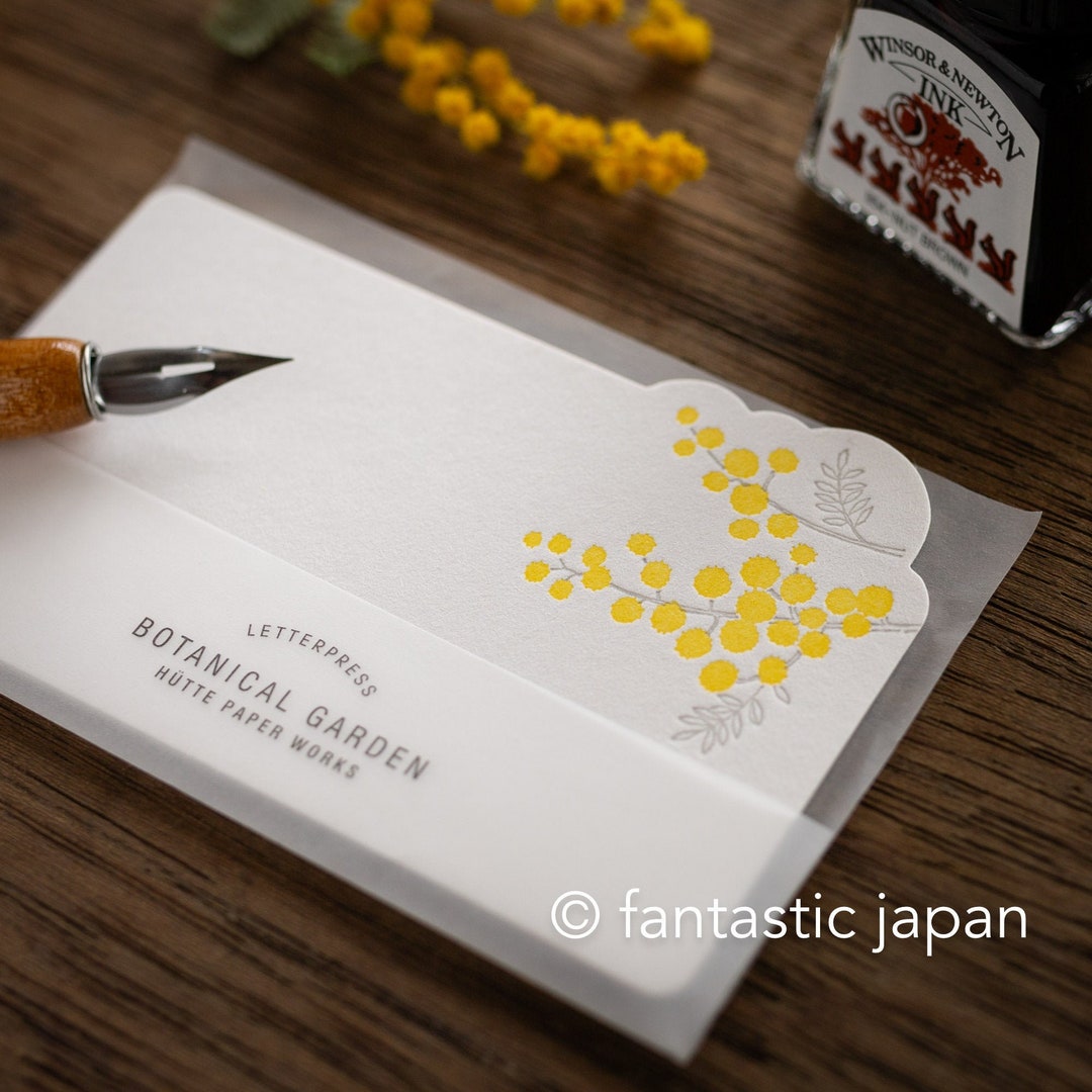 Hütte Paper Works Die-cut Mini Message Card -mimosa- - Etsy