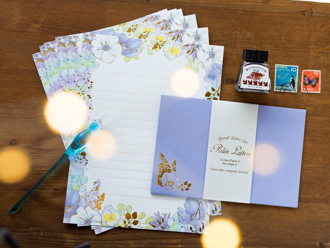 Letter Set -polite Letters "glittering Violet Flowers"- - Etsy