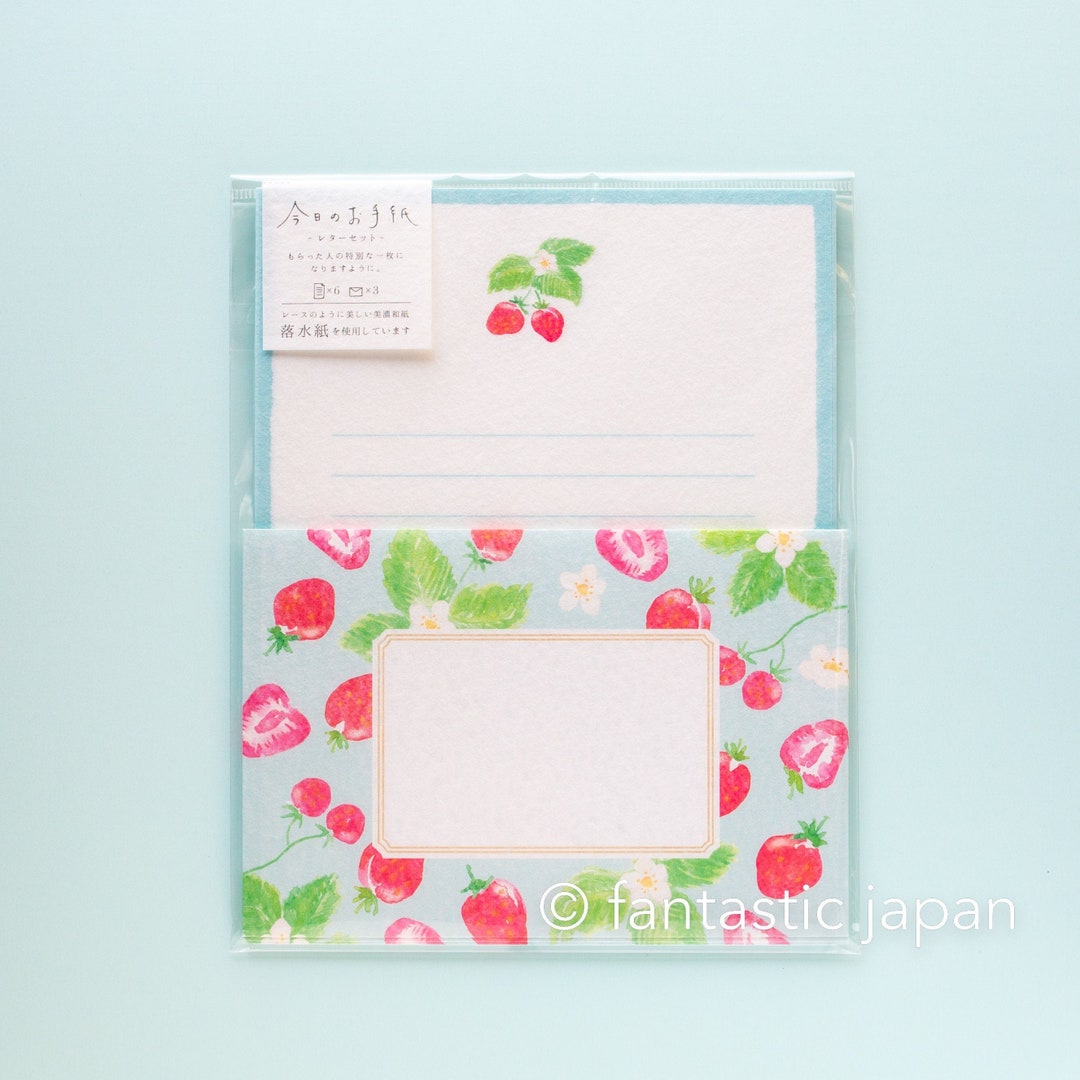 Japanese Washi Letter Writing Set strawberry Field / Today's Letter Set ...