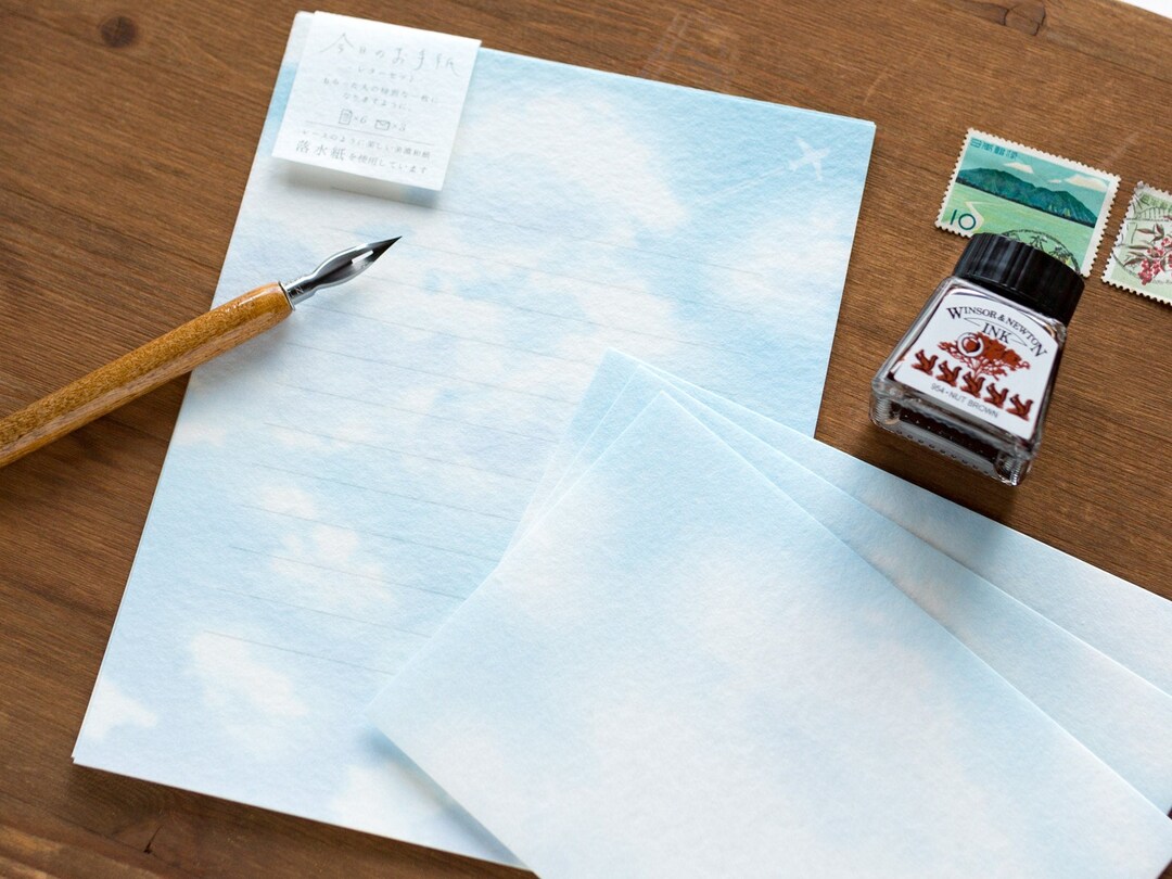 Japanese Washi Letter Writing Set -clear Sky- / Today's Letter Set ...