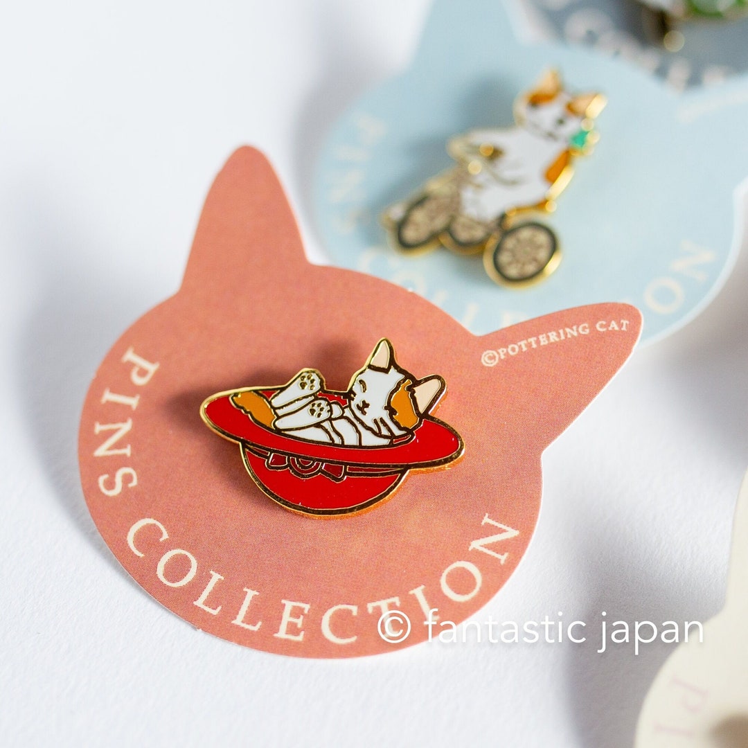 Pottering Cat Hard Enamel Pin -hat- - Etsy