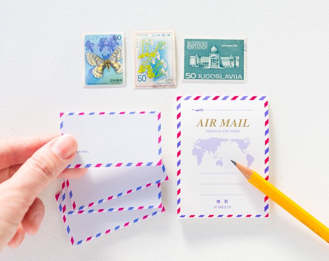 Tiny Air Mail Writing Set fujitsubo / Tiny Mail Stationery / Japanese ...