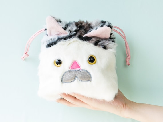 Fluffy Cat Mini Bag White Cat Pouch Small Mustache Cat Bag | Etsy