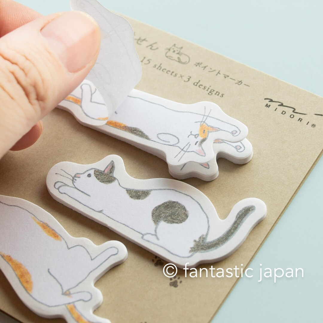 Die-cut Sticky Notes -relaxed Cats- / MIDORI - Etsy