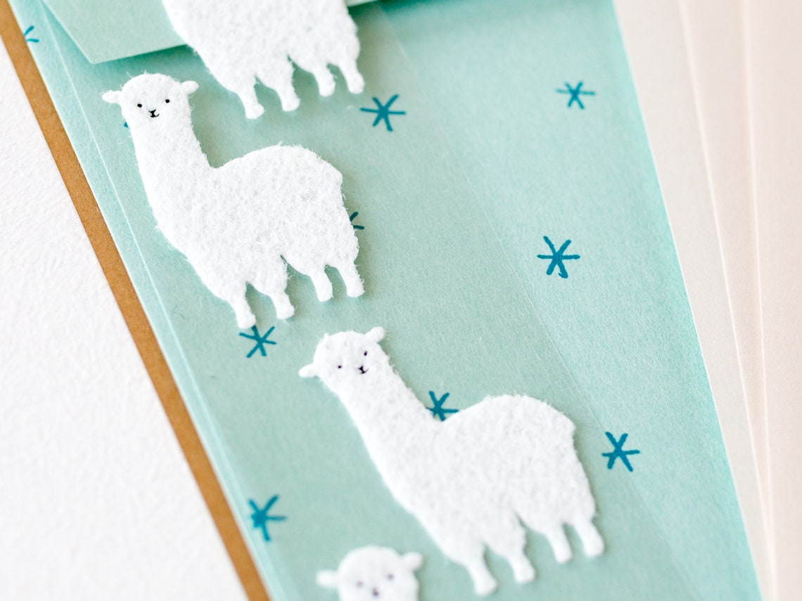 Japanese Letter Paper and Envelopes with sticker alpaca by | Etsy