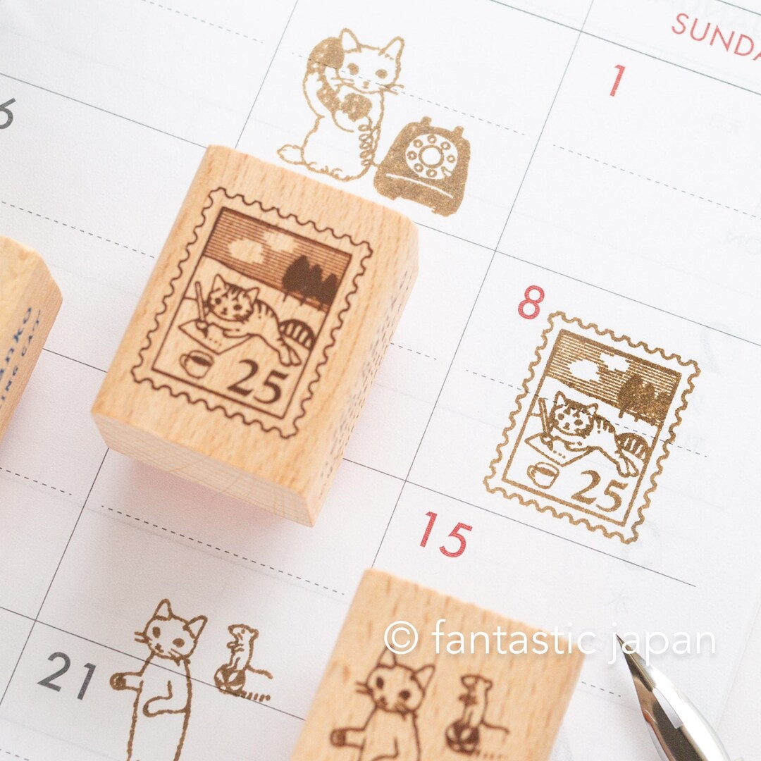 Pottering Cat Stamp Small -postage Stamp- - Etsy