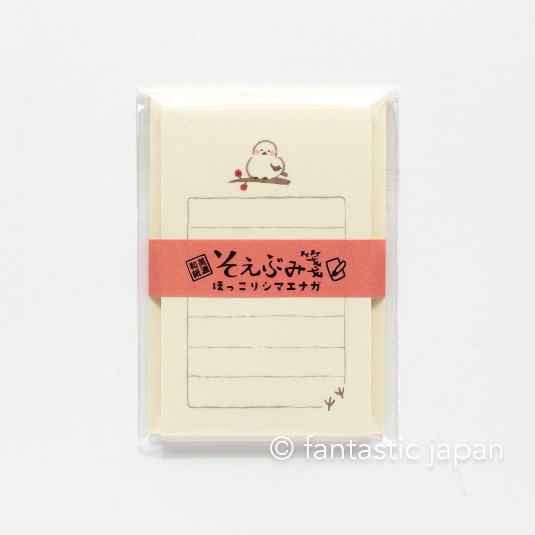 Japanese Washi Mini Writing Letter Set -long Tailed Tit- / Soebumi-sen ...