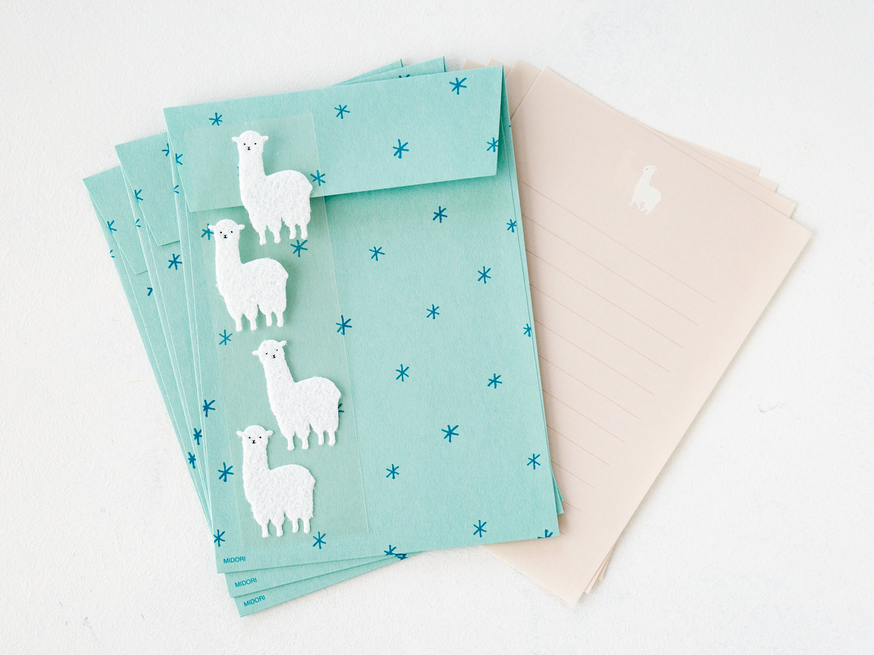 Japanese Letter Paper and Envelopes with sticker alpaca by | Etsy