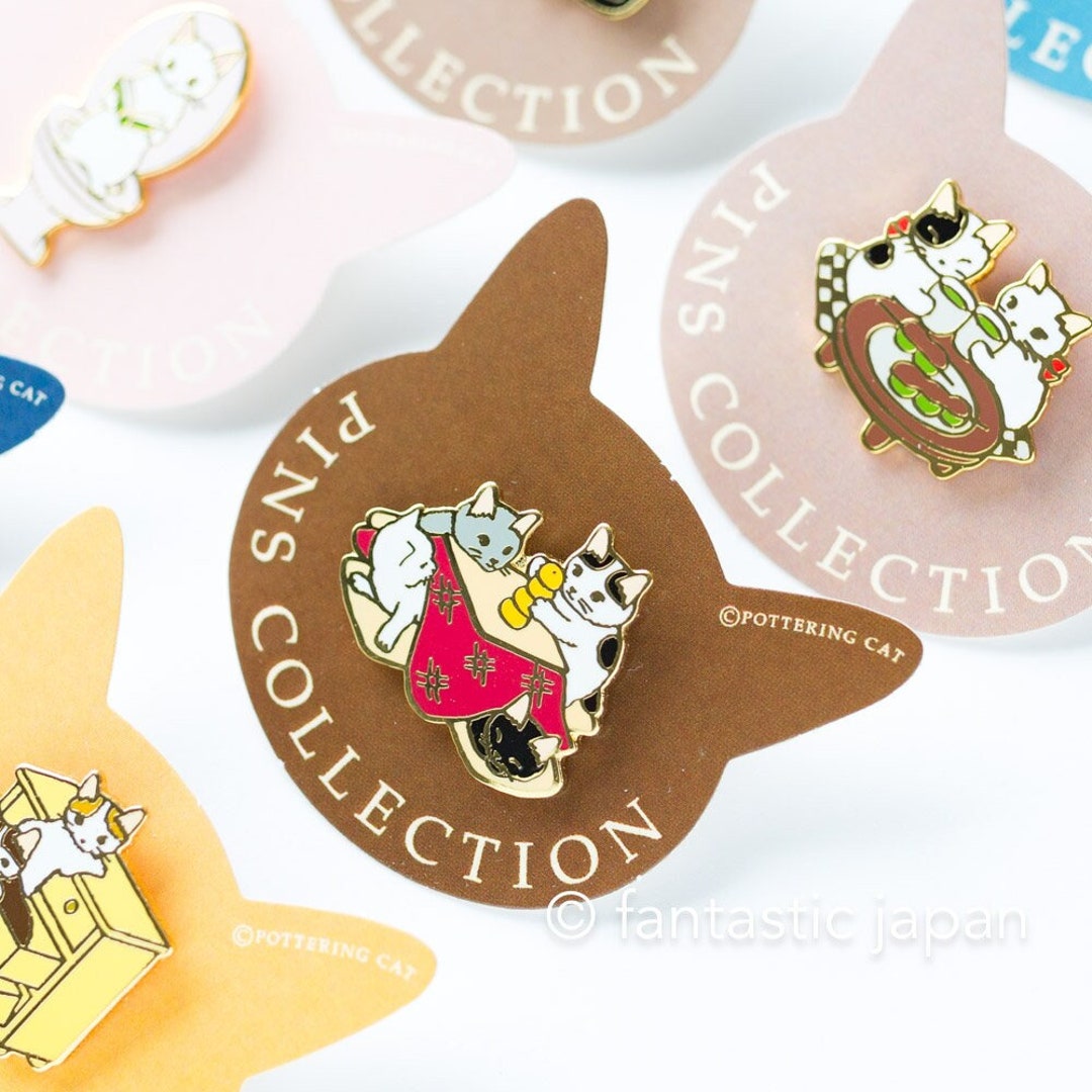 Pottering Cat Hard Enamel Pin -kotatsu- - Etsy