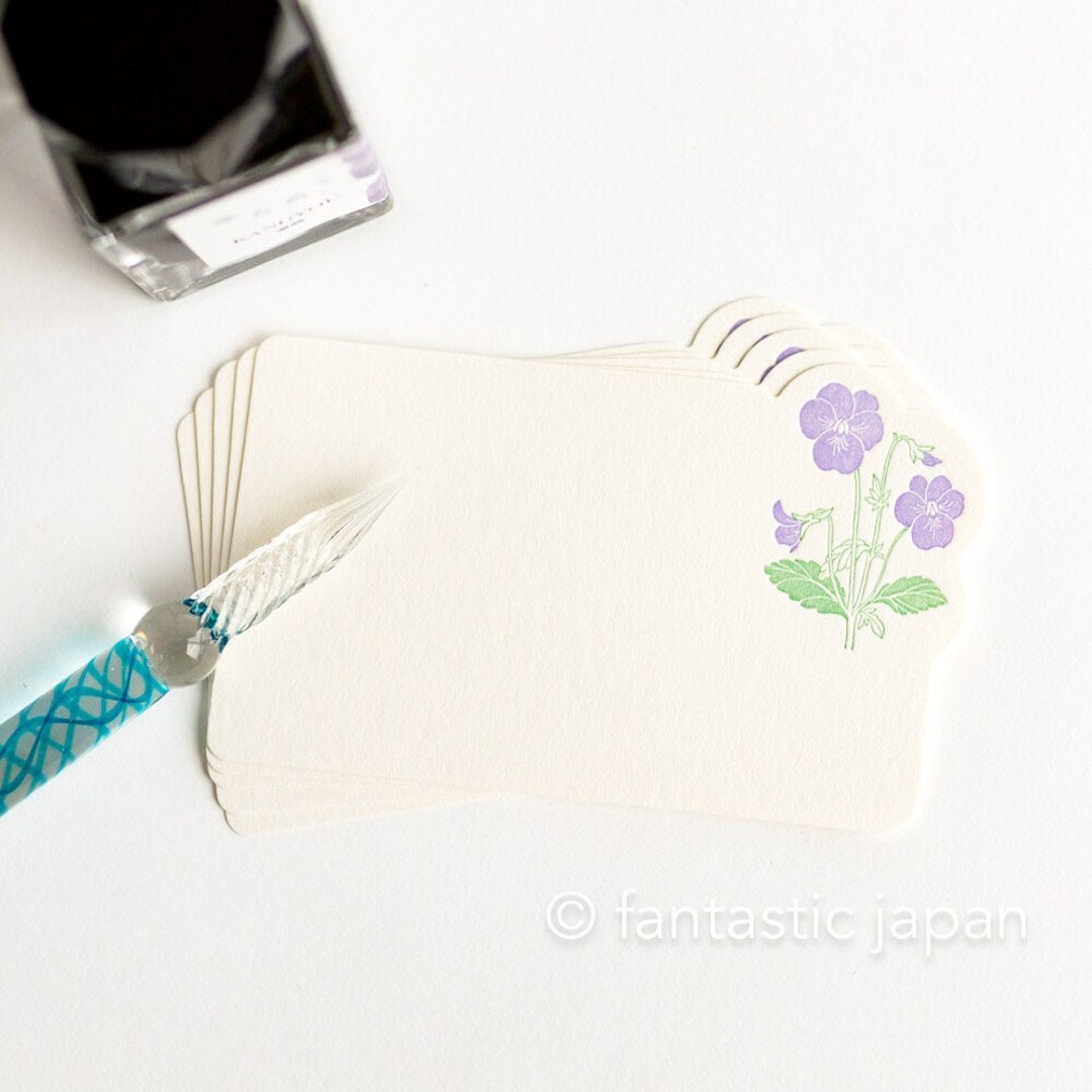 Hütte Paper Works Die-cut Mini Message Card -pansy- - Etsy