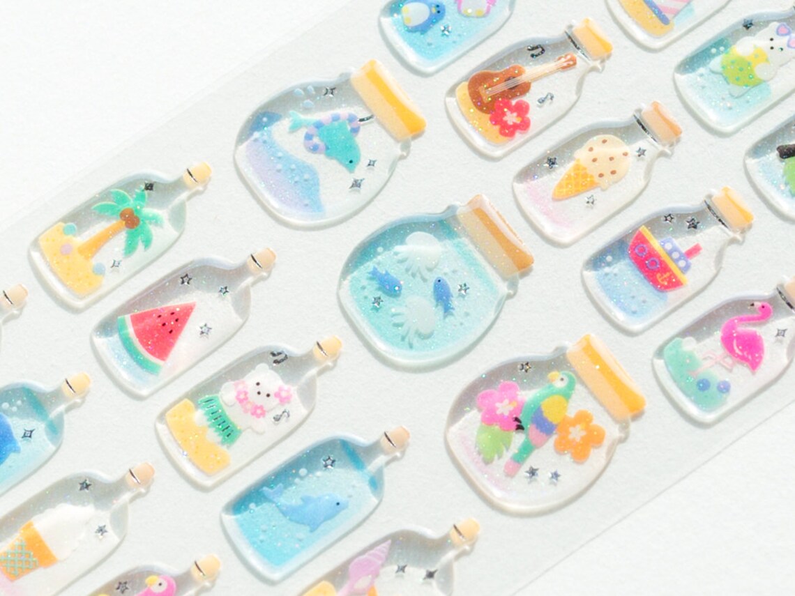 Hard gel 3D sticker Summer canister / Drop seal / Active | Etsy