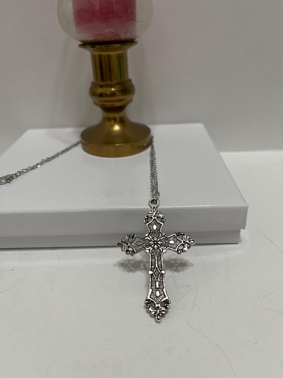 Only 1 Left Supply Issue-silver Gothic Cross Pendant Necklace #455 - Etsy