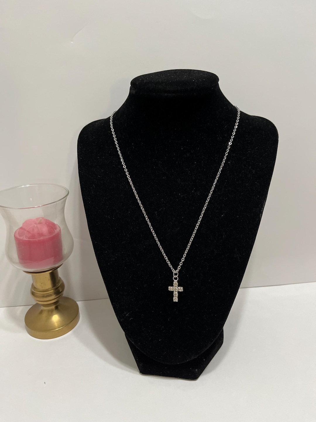 Close Out-dainty Crystal Cross Necklace #263 - Etsy