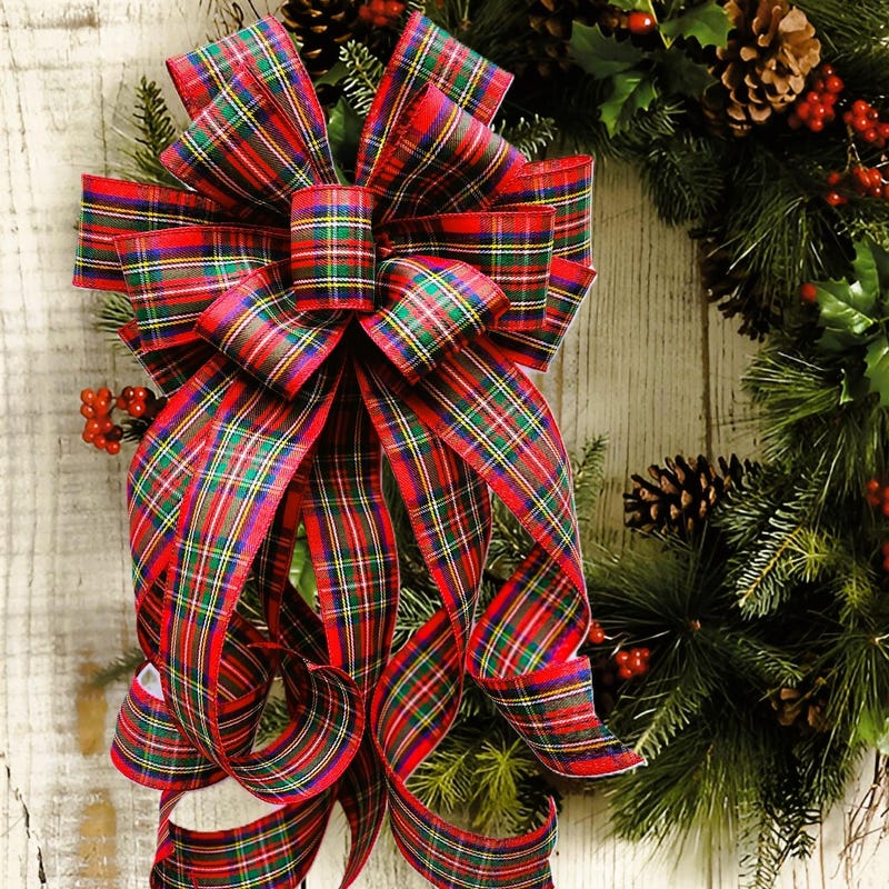 Tartan Christmas Red Bow - Etsy