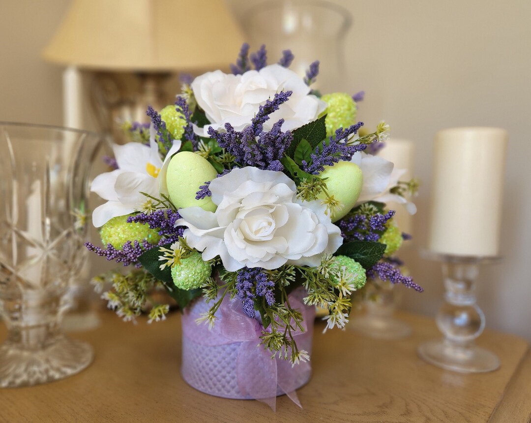 Easter Centerpiece, Easter Flower Arrangement, Silk Flower Arrangement ...