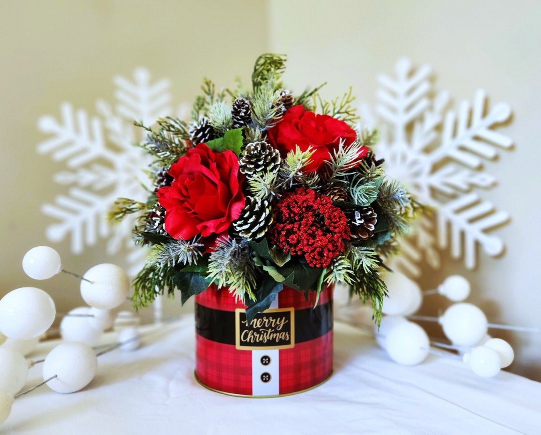 Christmas Centerpiece for Dining Table, Christmas Silk Flower ...
