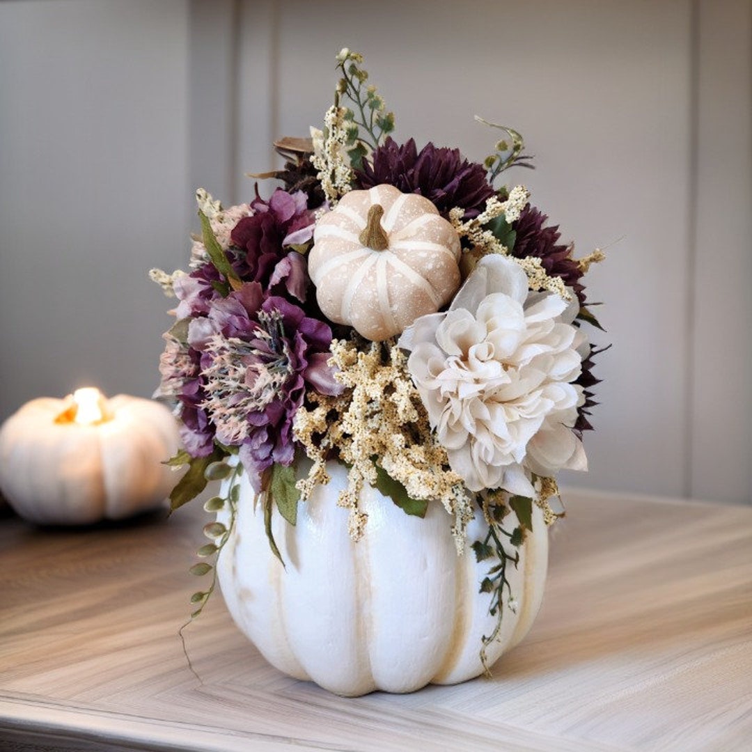 Pumpkin Flower Arrangement, Fall Flower Arrangement, Fall Farmhouse ...