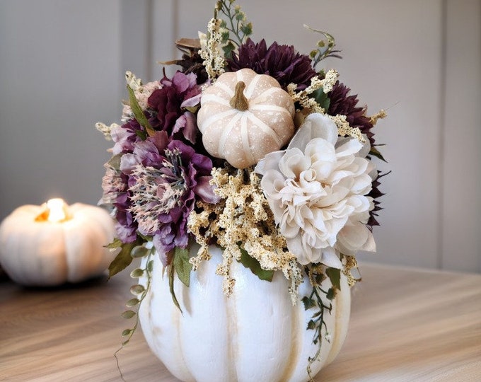 Pumpkin Flower Arrangement, Fall Flower Arrangement, Fall Farmhouse ...