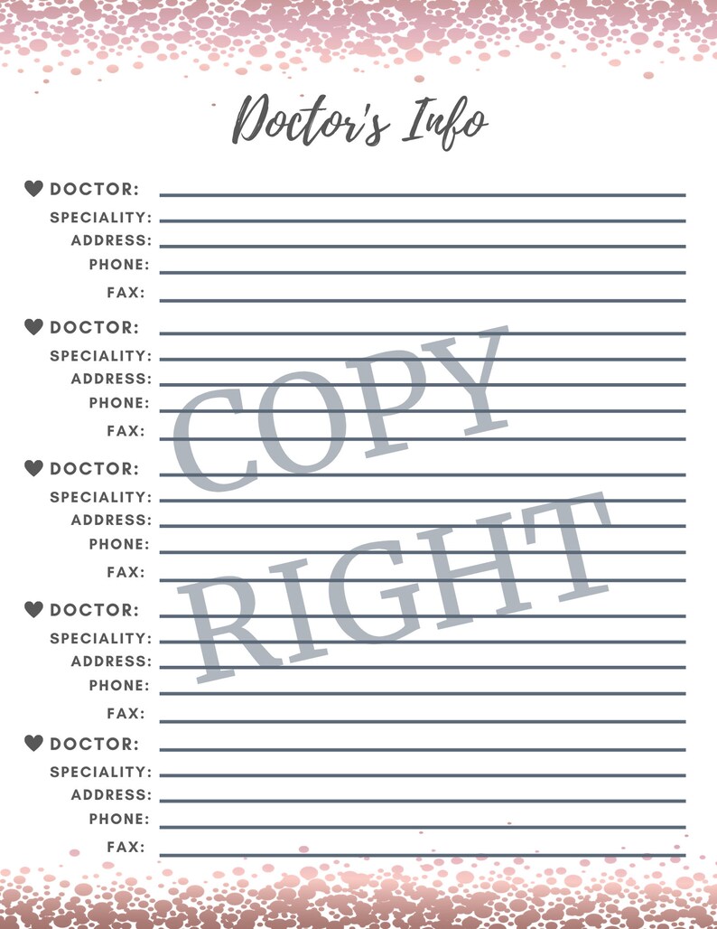 Medical Planner / Medical Printables / Healthcare Planner / Doctor ...