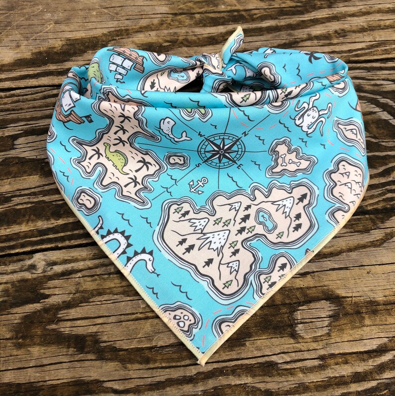 Dog bandana TREASURE MAP// Dog bandana beach // Dog bandana | Etsy