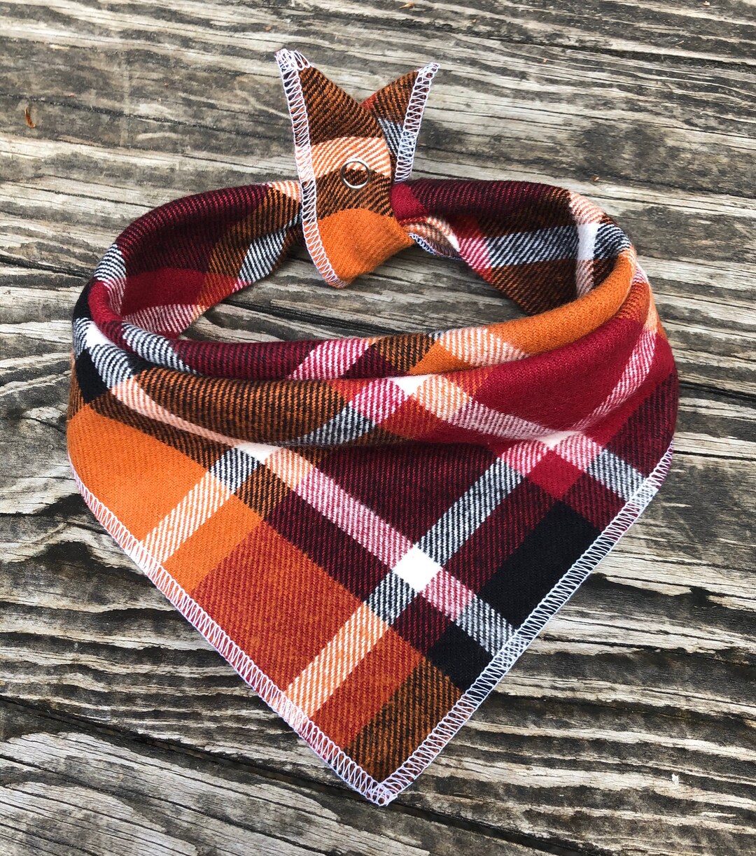 Plaid Dog Bandana: ORANGE BURGUNDY // Plaid Dog Bandana // Dog Bandana ...
