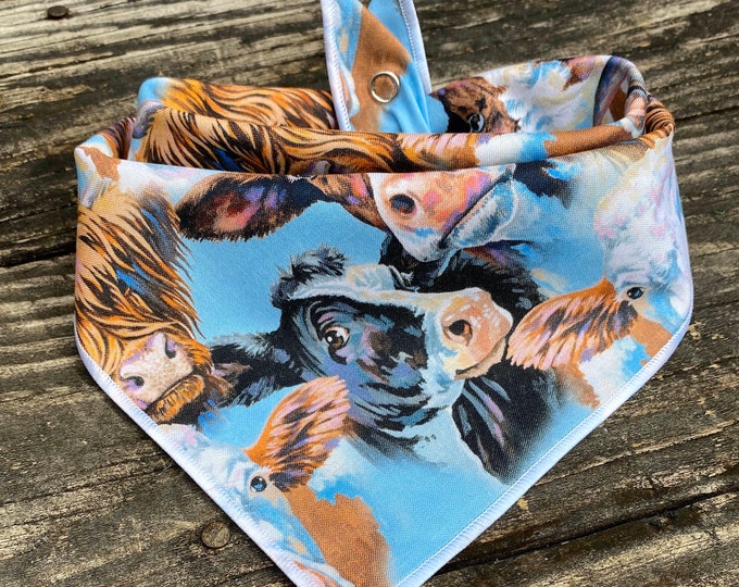Dog Bandana MORE COWS// Cow Dog Bandana // Longhorn Cow Dog Bandana ...
