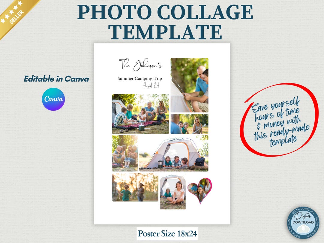 Large Canva Photo Collage Template, Editable Collage for Any ...