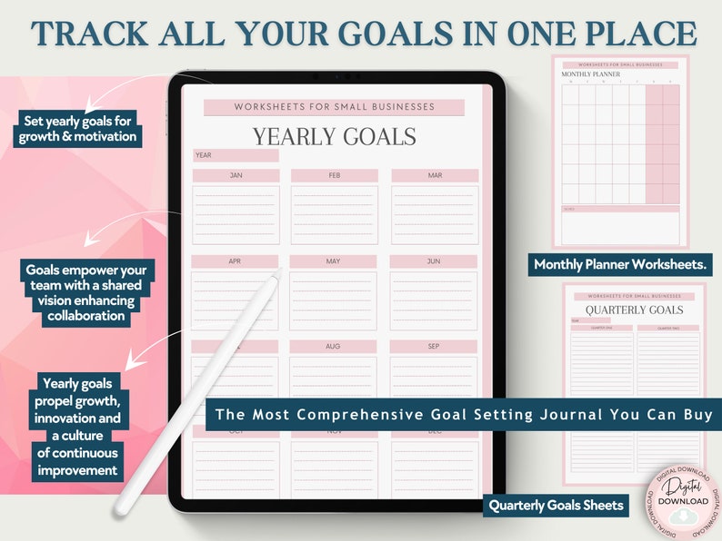 Vision Board Goal Setting Planner Workbook Template for Business Goal ...