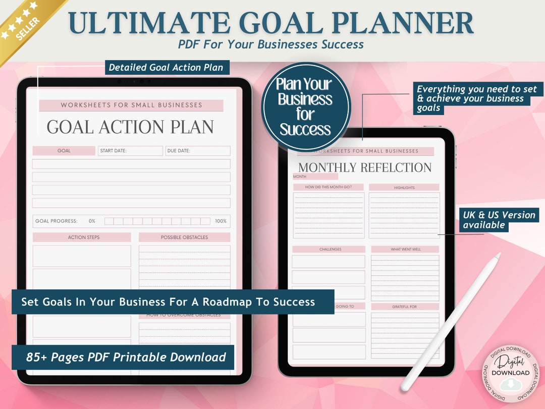 Vision Board Goal Setting Planner Workbook Template for Business Goal ...