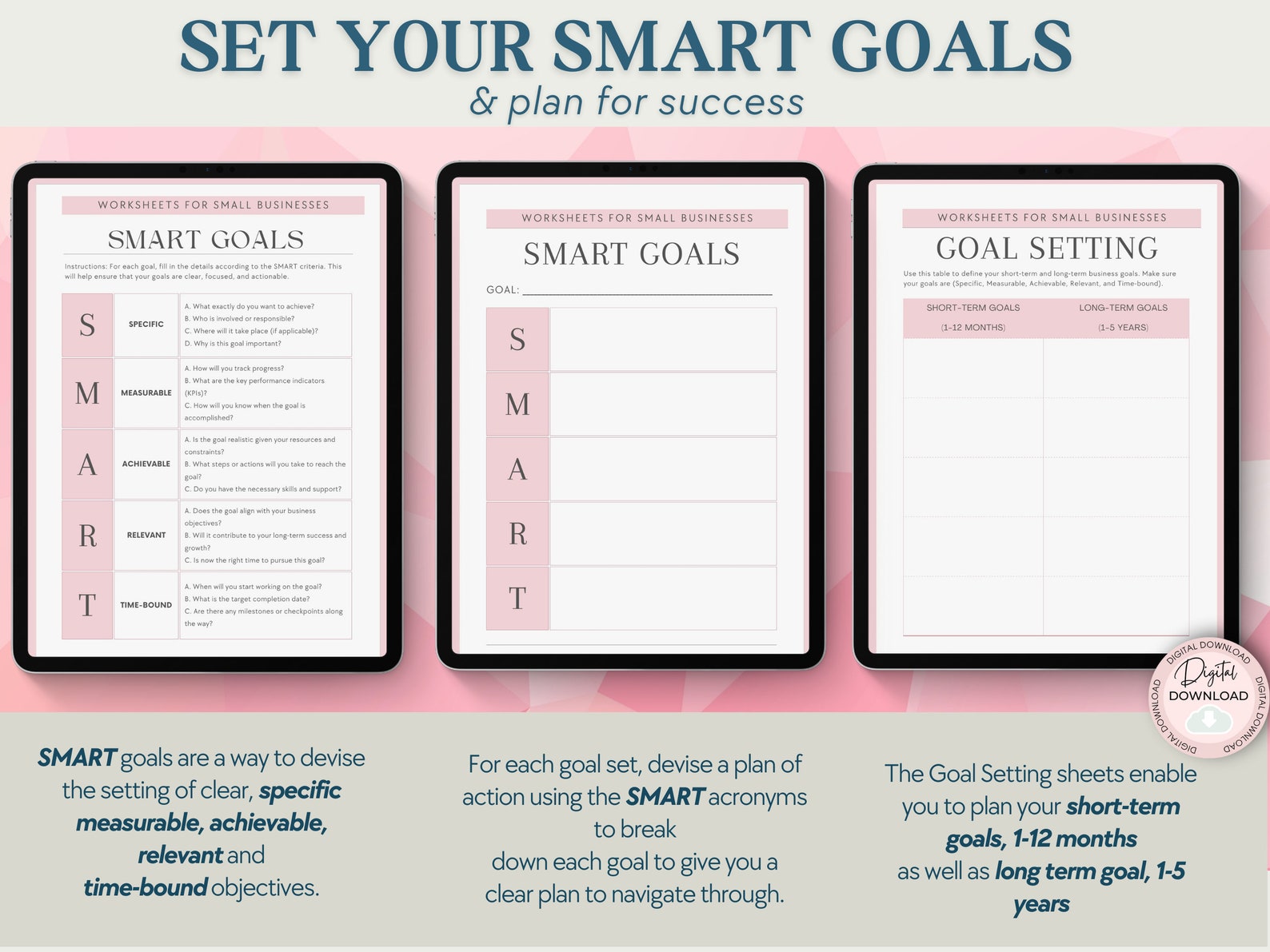 Vision Board Goal Setting Planner Workbook Template for Business Goal ...