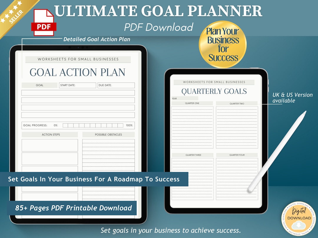 Business Goals Planner BUNDLE Monthly, Quarterly, Yearly SMART Goals ...