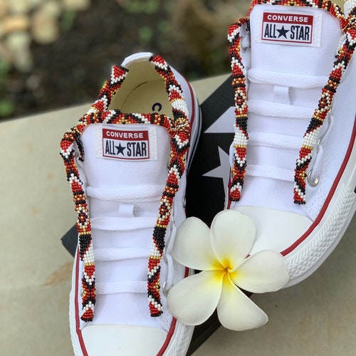 Red Accent Beaded Converse - Etsy