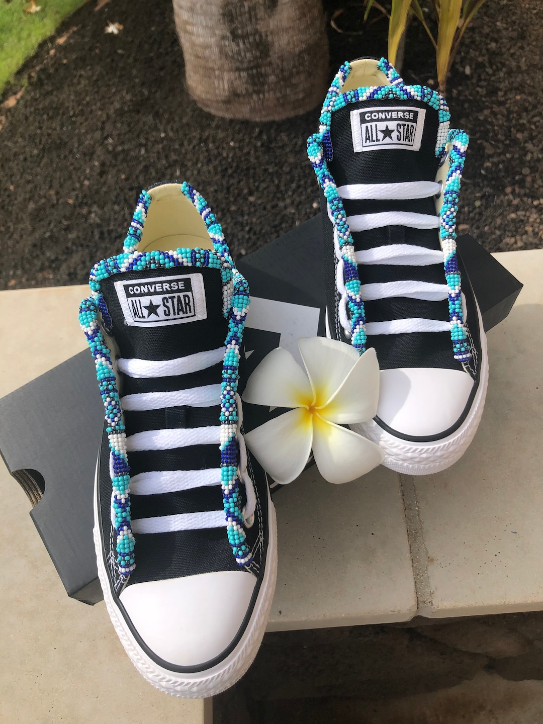 Cobalt Blue & Turquoise Beaded Converse - Etsy