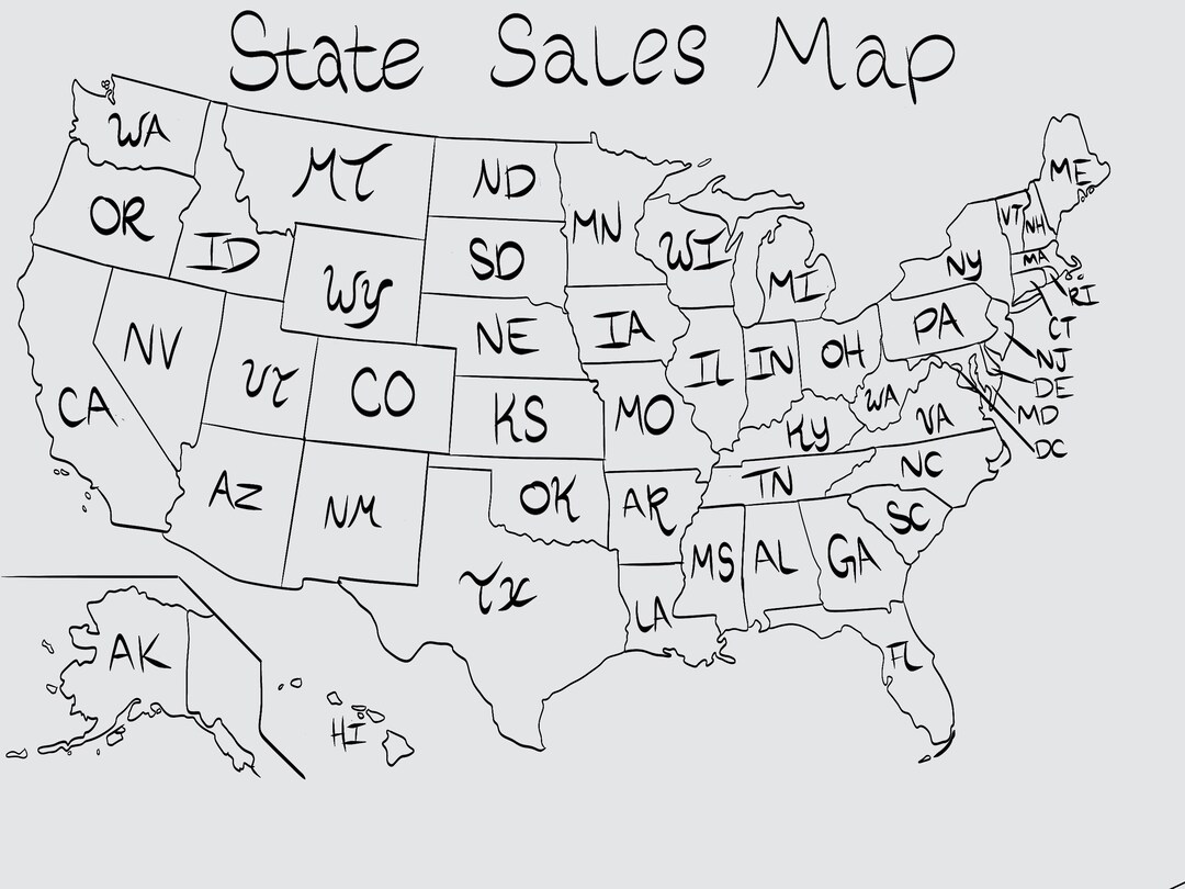 Editable State Sales Map Simple Map US Sales Map Etsy Business Sales ...